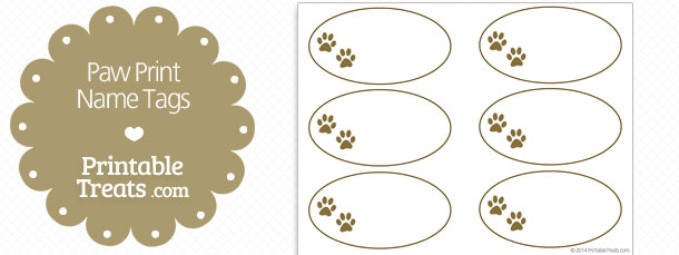 Printable Paw Print Name Tags Printable Treats