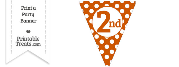 Burnt Orange Polka Dot Pennant Flag Ordinal Number 2nd — Printable ...