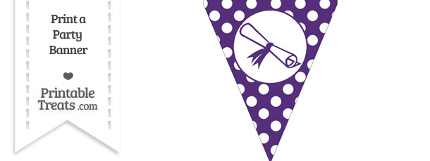 Dark Purple Polka Dot Pennant Flag with Diploma — Printable Treats.com