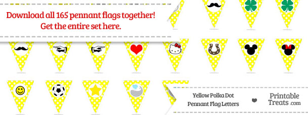 Yellow Polka Dot Pennant Flag Letters Download — Printable Treats.com