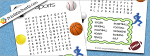 Easy Kids Word Search: Sports — Printable Treats.com