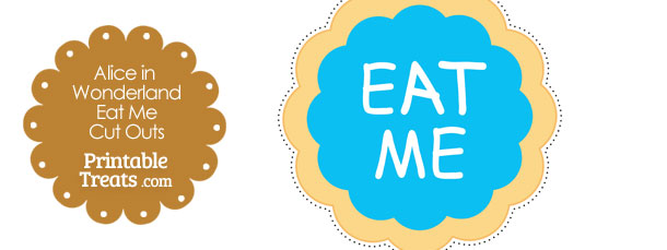 Alice in Wonderland Eat Me Cut Out in Blue — Printable Treats.com