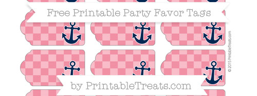 Amaranth Pink Checker Pattern Nautical Party Favor Tags — Printable ...