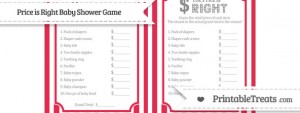 Amaranth Pink Striped Price is Right Baby Shower Game — Printable ...