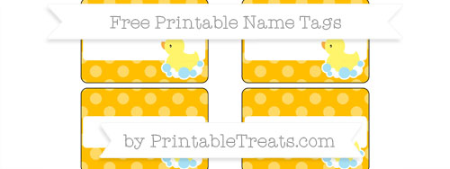 Free Amber Dotted Pattern Baby Duck Name Tags — Printable Treats.com