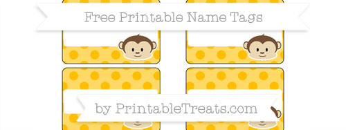 Free Amber Polka Dot Boy Monkey Name Tags — Printable Treats.com