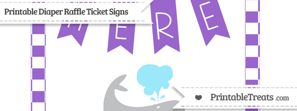 Free Amethyst Checker Pattern Whale 8×10 Diaper Raffle Ticket Sign ...