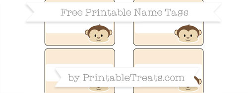 Free Antique White Boy Monkey Name Tags — Printable Treats.com