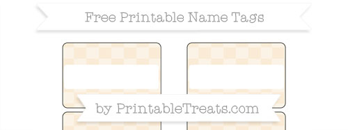 Free Antique White Checker Pattern Simple Name Tags — Printable Treats.com