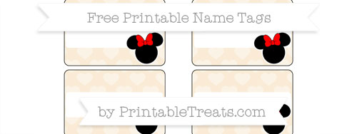 Free Antique White Heart Pattern Minnie Mouse Name Tags — Printable ...