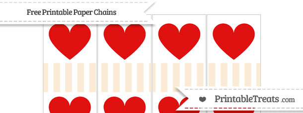 Antique White Striped Heart Paper Chains — Printable Treats.com
