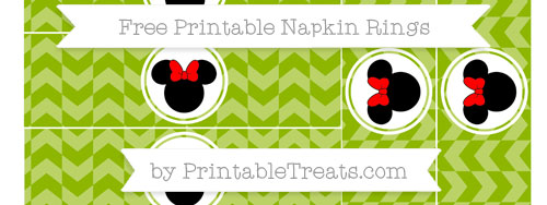 Free Apple Green Herringbone Pattern Minnie Mouse Napkin Rings ...