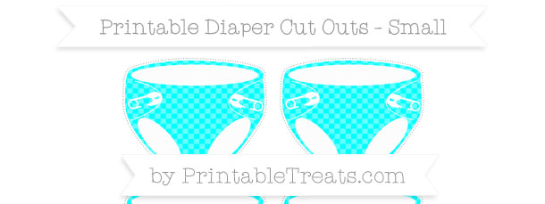 Aqua Blue Checker Pattern Small Baby Diaper Cut Outs — Printable Treats.com