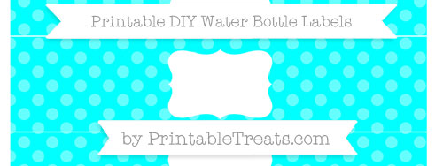 Aqua Blue Dotted Pattern DIY Water Bottle Labels — Printable Treats.com