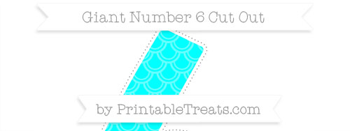 Aqua Blue Fish Scale Pattern Giant Number 6 Cut Out — Printable Treats.com