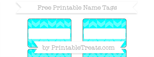 Free Aqua Blue Herringbone Pattern Simple Name Tags — Printable Treats.com