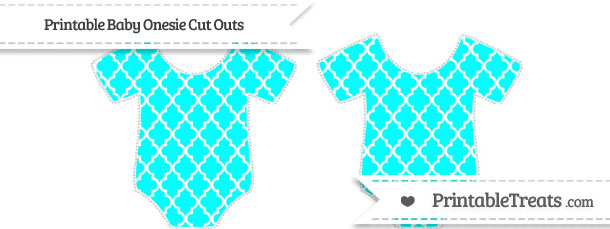 Free Aqua Blue Moroccan Tile Small Baby Onesie Cut Outs — Printable Treats.com