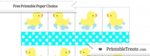 Aqua Blue Polka Dot Baby Duck Paper Chains — Printable Treats.com