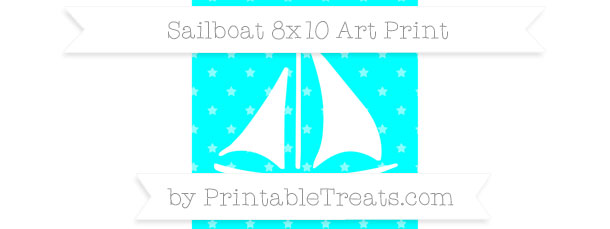 Aqua Blue Star Pattern Sailboat 8×10 Art Print — Printable Treats.com