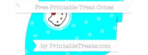 Free Aqua Blue Star Pattern Hello Kitty Treat Cone — Printable Treats.com
