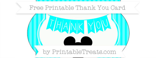 Aqua Blue Striped Mickey Mouse Thank You Card — Printable Treats.com