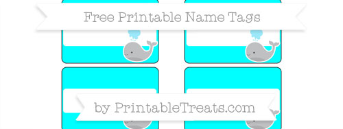 Free Aqua Blue Whale Name Tags — Printable Treats.com