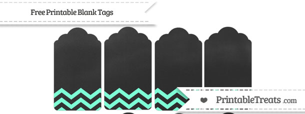 Free Aquamarine Chevron Blank Tags on Chalkboard — Printable Treats.com