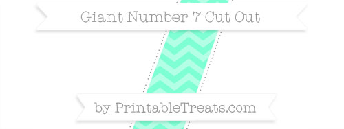 Aquamarine Chevron Giant Number 7 Cut Out — Printable Treats.com