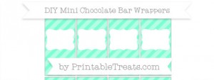 Aquamarine Diagonal Striped DIY Mini Chocolate Bar Wrappers — Printable ...