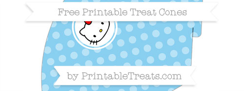Free Baby Blue Dotted Pattern Hello Kitty Treat Cone — Printable Treats.com