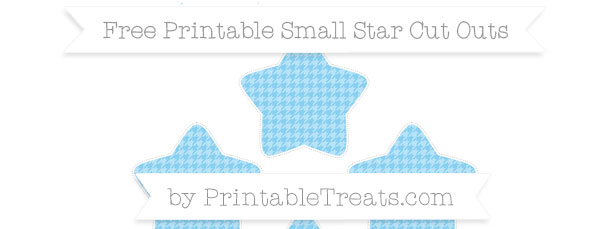 Baby Blue Houndstooth Pattern Small Star Cut Outs — Printable Treats.com