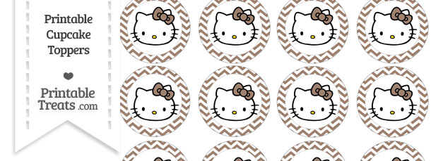 Free Beaver Brown Chevron Hello Kitty Cupcake Toppers — Printable ...