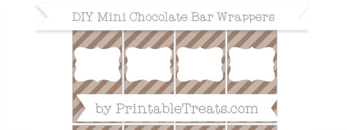 Beaver Brown Diagonal Striped DIY Mini Chocolate Bar Wrappers ...