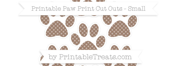 Beaver Brown Dotted Pattern Small Paw Print Cut Outs — Printable Treats.com