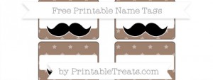 Beaver Brown Star Pattern Mustache Name Tags — Printable Treats.com