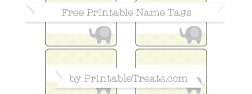 Free Beige Fish Scale Pattern Elephant Name Tags — Printable Treats.com