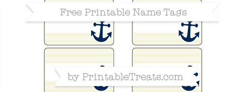 Free Beige Horizontal Striped Nautical Name Tags — Printable Treats.com
