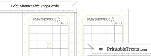 Beige Star Pattern Baby Shower Gift Bingo Cards — Printable Treats.com