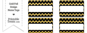 Black and Gold Foil Chevron Name Tags — Printable Treats.com