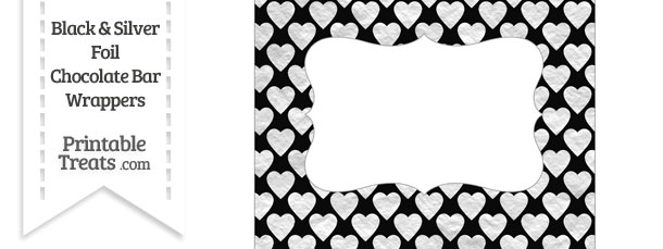 Black and Silver Foil Hearts Name Tags — Printable Treats.com