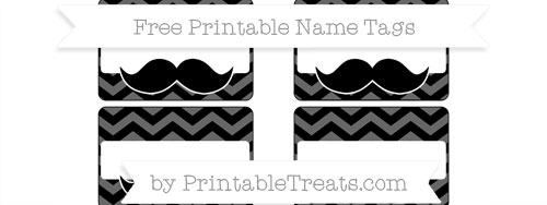 Black Chevron Mustache Name Tags — Printable Treats.com