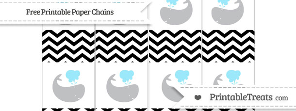 Free Black Chevron Whale Paper Chains — Printable Treats.com