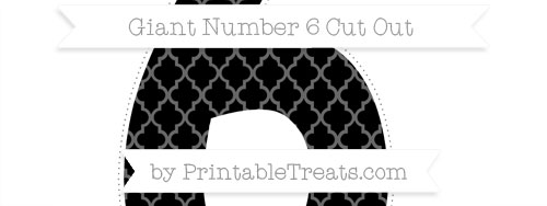 Black Moroccan Tile Giant Number 6 Cut Out — Printable Treats.com