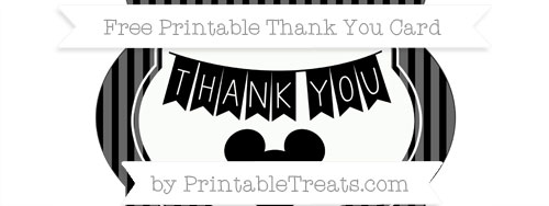 Black Striped Mickey Mouse Thank You Card — Printable Treats.com