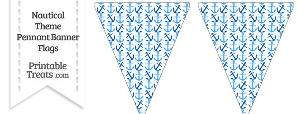 Blue Anchors Pennant Banner Flag — Printable Treats.com