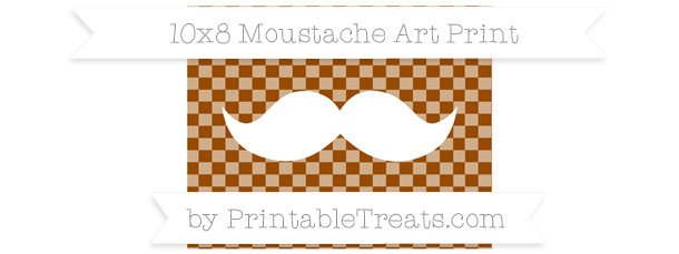 Brown Checker Pattern 10×8 Moustache Art Print — Printable Treats.com