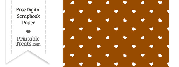 Brown Hearts Digital Paper — Printable Treats.com