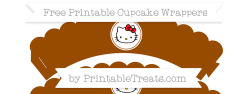 Free Brown Hello Kitty Scalloped Cupcake Wrappers — Printable Treats.com