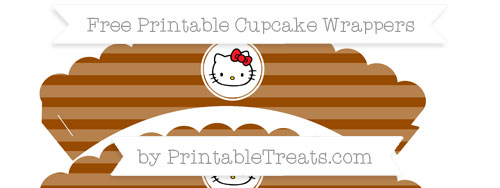 Free Brown Horizontal Striped Hello Kitty Scalloped Cupcake Wrappers ...