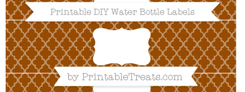 Brown Moroccan Tile DIY Water Bottle Labels — Printable Treats.com